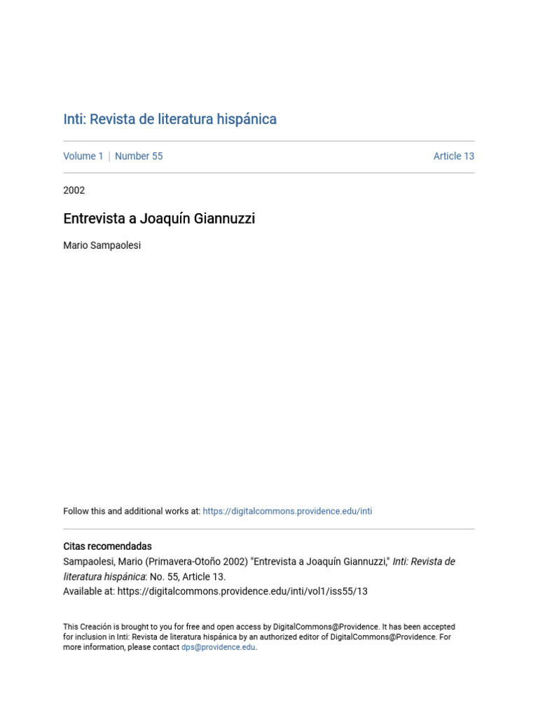 Entrevista A Joaquin Giannuzzi | PDF