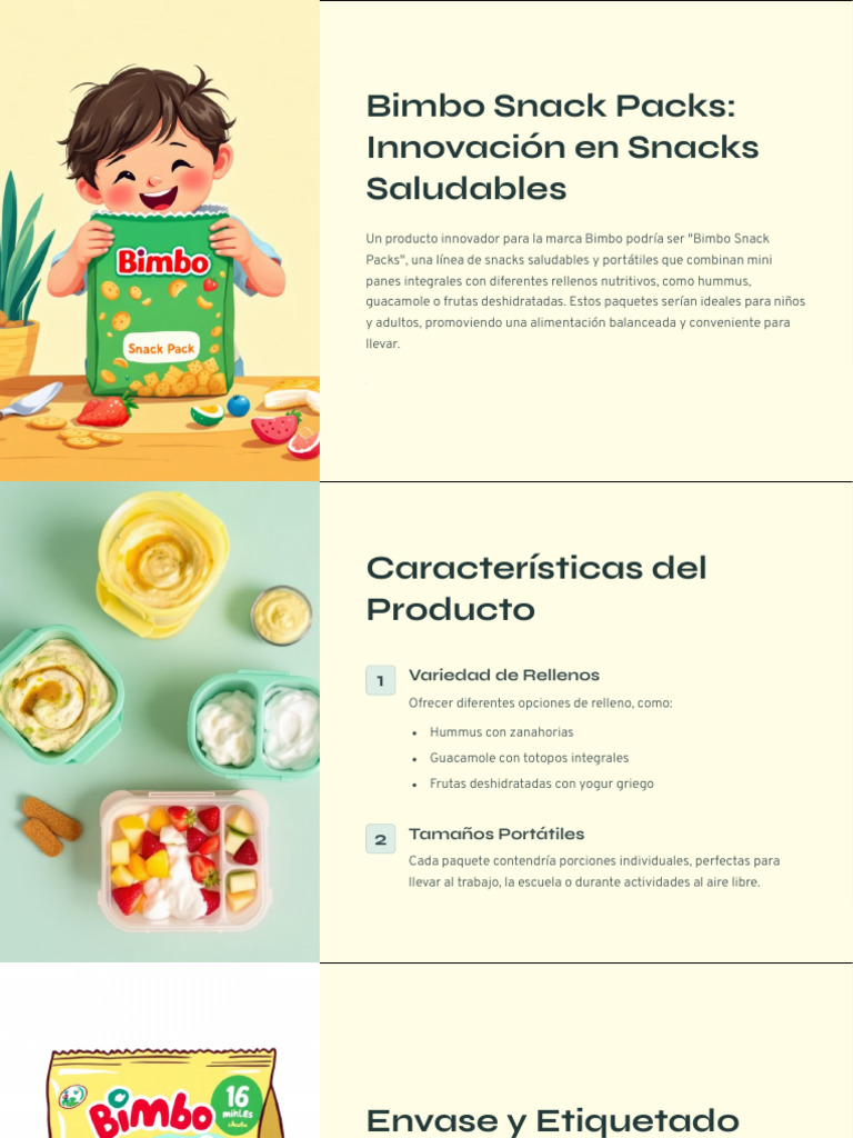 Bimbo Snack Packs: Snacks Saludables Portátiles | PDF | Nutrición ...