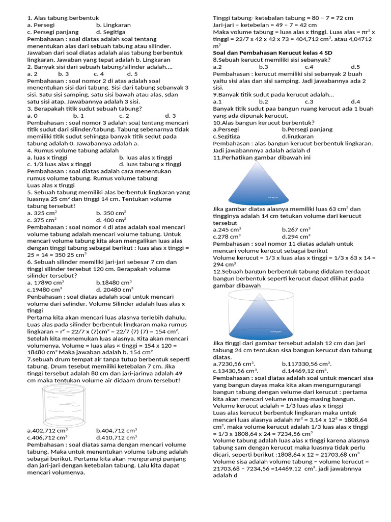 Vol Tabung Kerucut Ipa | PDF