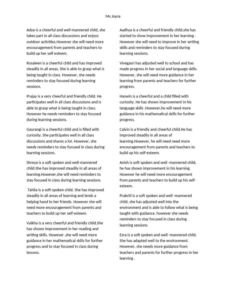 Progress Report 1st Term | PDF | Psychology | Youth