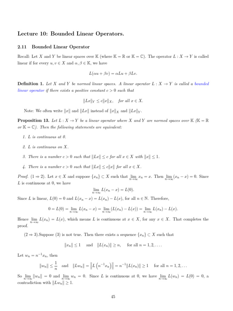 Bounded Linear Operators | PDF | Linear Map | Abstract Algebra