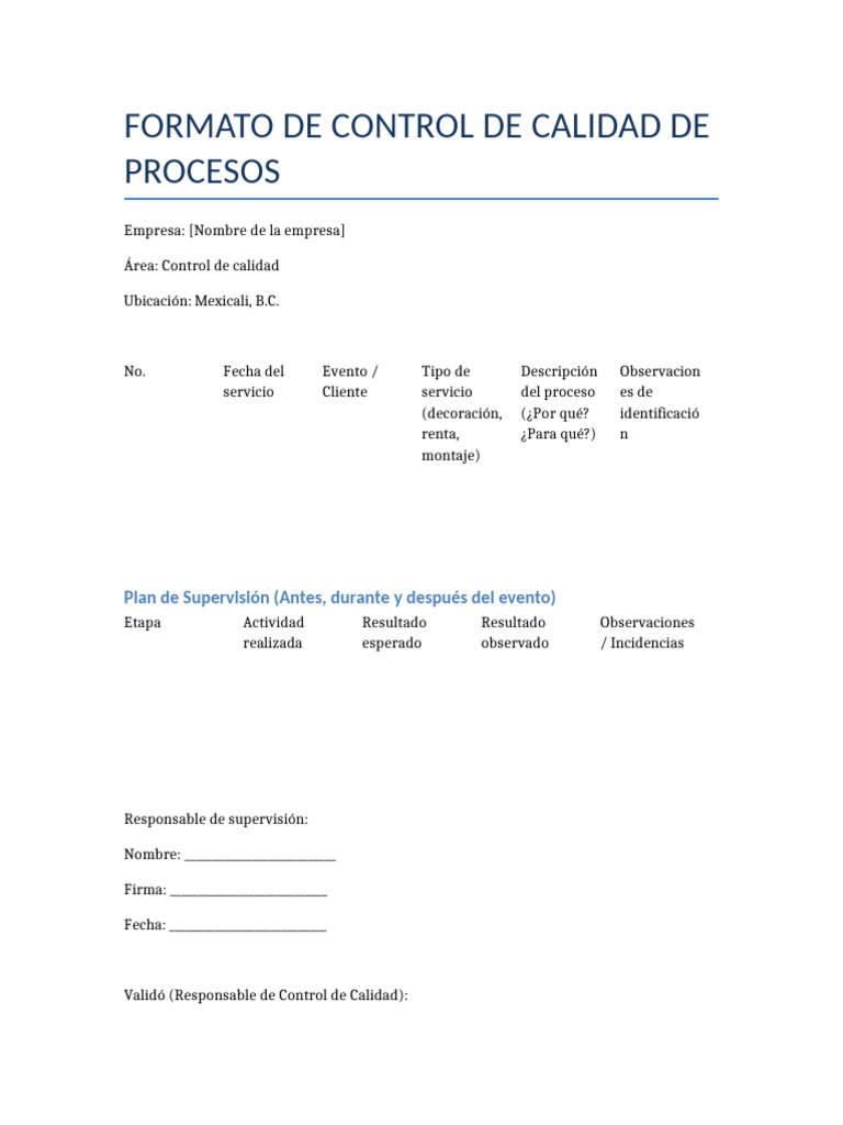 Formato de Control de Calidad PDF | PDF