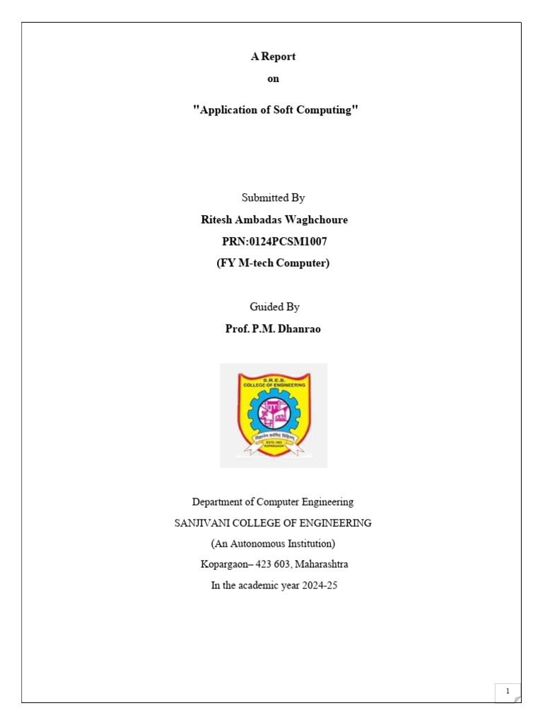 Soft Computing Report Final | PDF | Fuzzy Logic | Mathematical Optimization