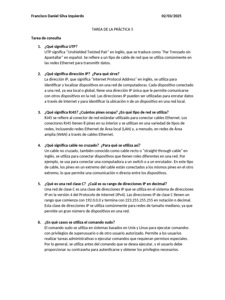 Practica5 FcoDanielSilvaIzquierdo | PDF | Dirección IP | Protocolos de internet