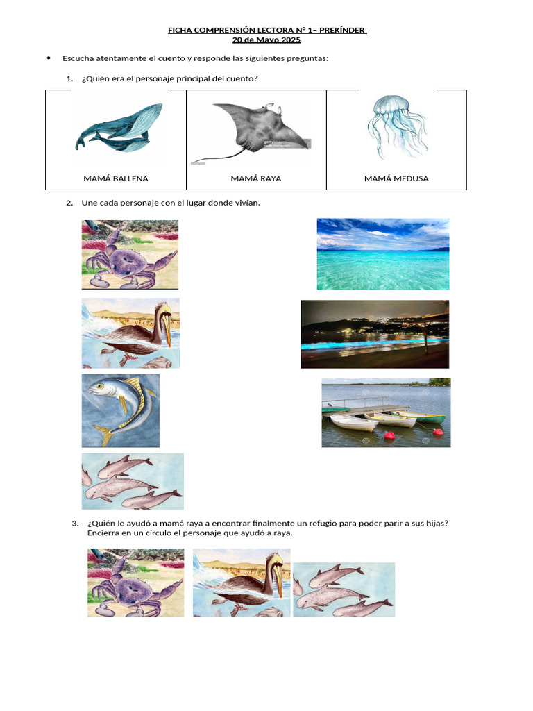 FICHA COMPRENSIÓN LECTORA_Miér27_07_ Mamá raya | PDF