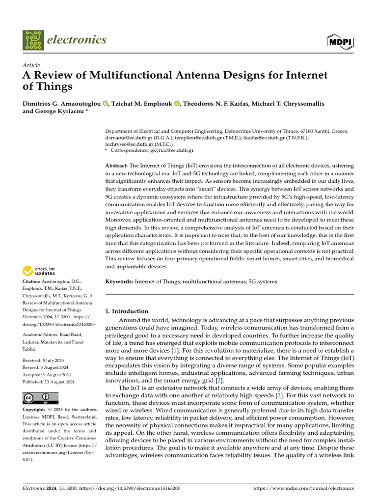 A Review of Multifunctional Antenna Designs For in | PDF | Internet Of ...