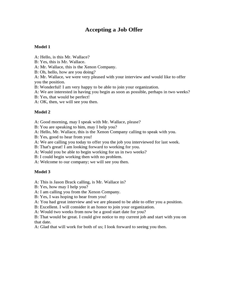 Accepting A Job Offer | PDF