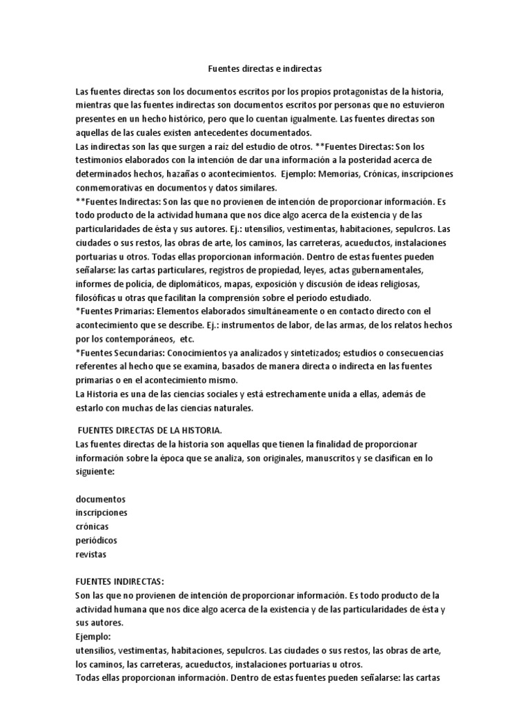 Fuentes Directas e Indirect As | PDF | Información | Mapa