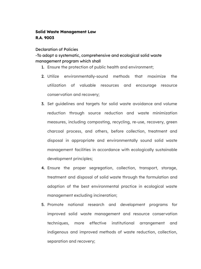 Solid Waste Management Act Overview | PDF | Waste Management | Waste