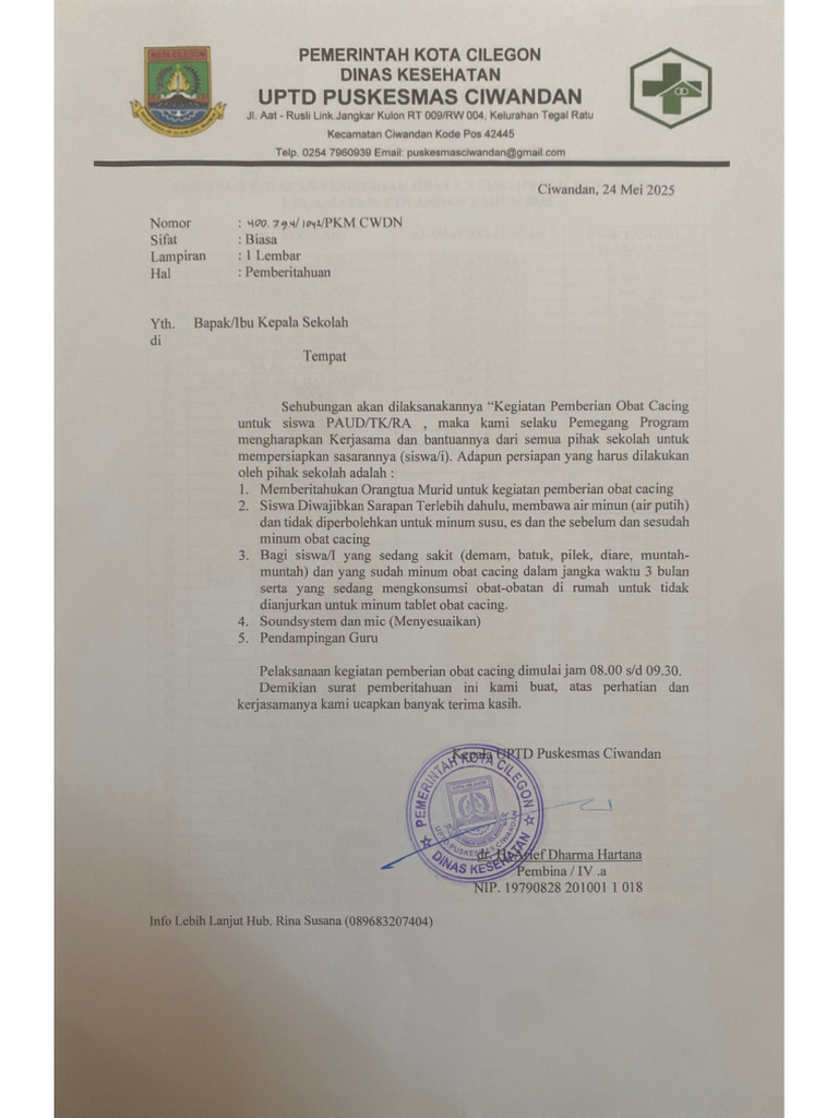 Kegiatan Pemberian Obat Cacing (POPM) | PDF