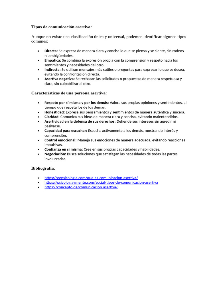 Tipos de Comunicación Asertiva | PDF