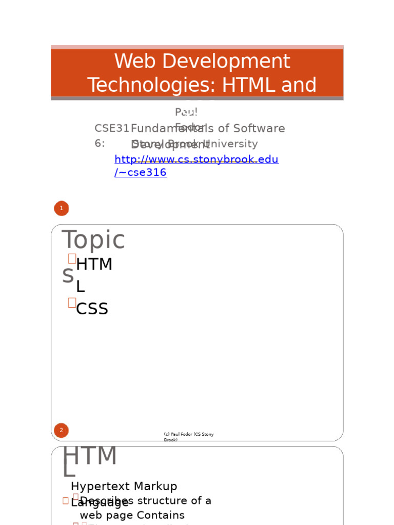 Web Development Technologies: HTML and CSS: Paul Fodor Stony Brook ...