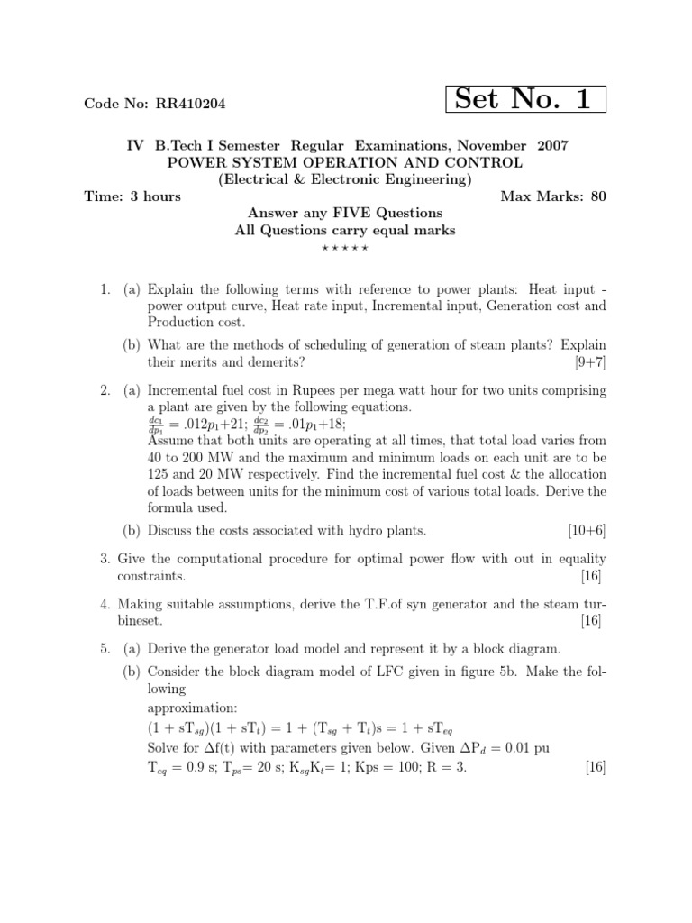 Power System Operation and Control | PDF | Electric Power System | Physics