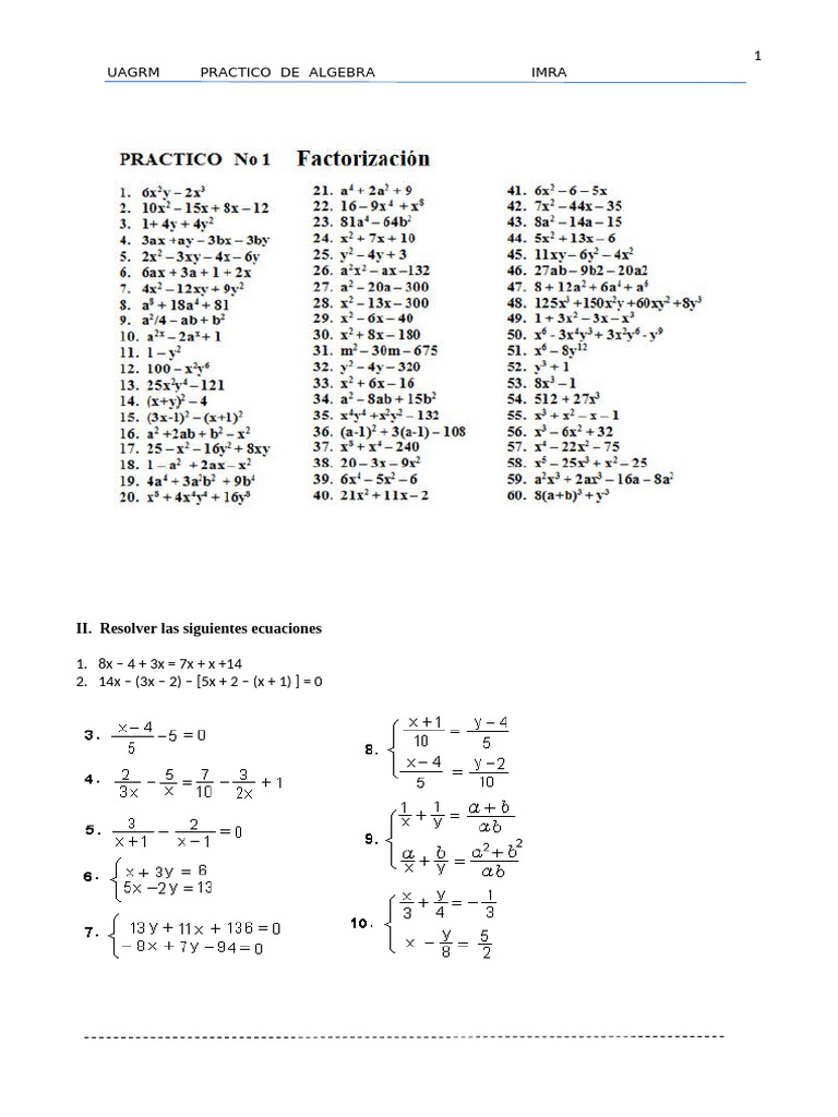 Practico de Algebra | PDF