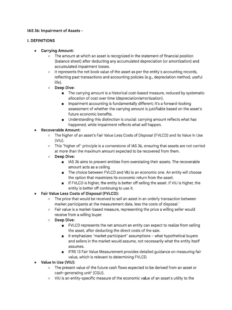Ias 36. Summary | PDF