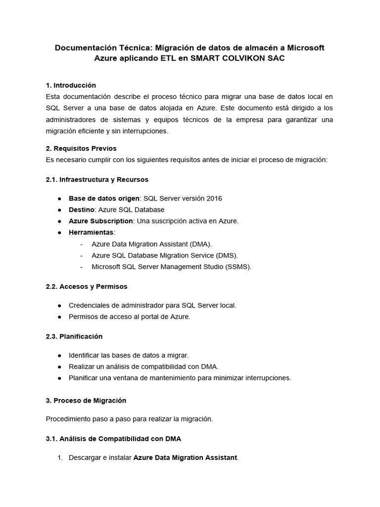 Documentación Técnica | PDF | Microsoft Azure | Servidor SQL de Microsoft