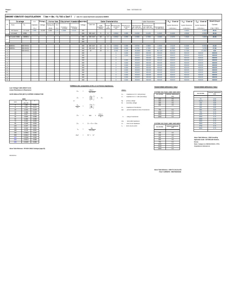 Short Circuit Calculations | PDF | Transformer | Electrical Impedance