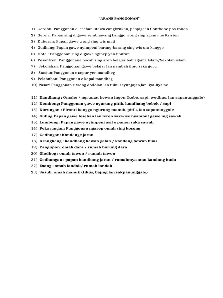 Arane Panggonan | PDF