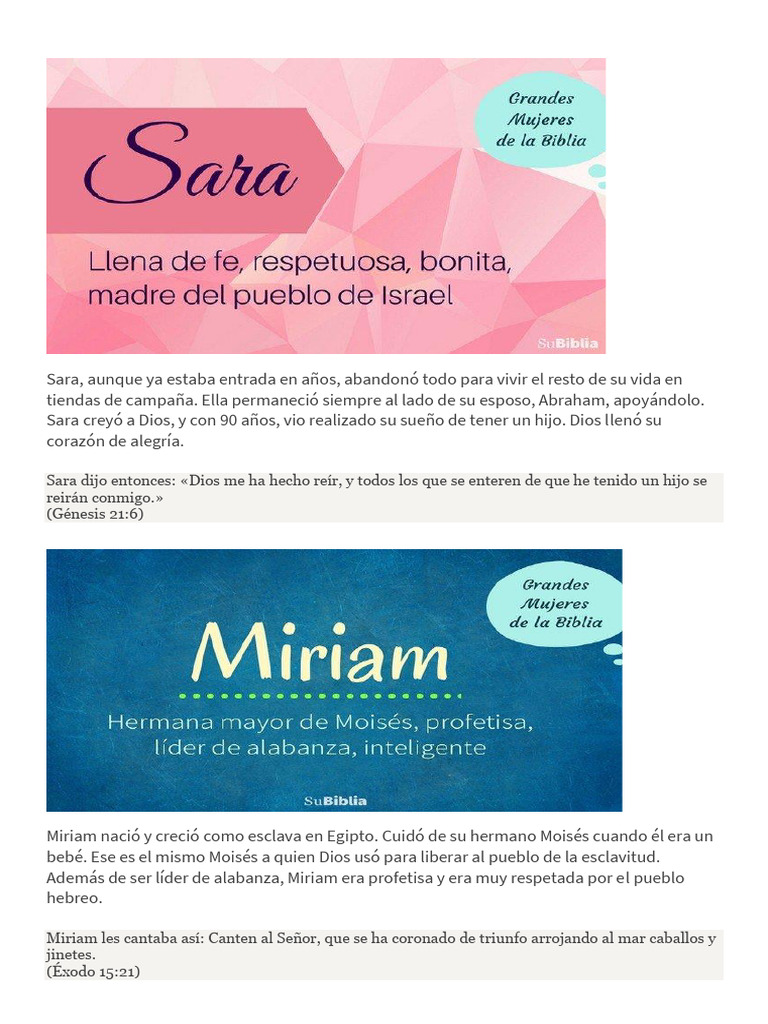 Mujeres de La Biblia | PDF | Sarah | Rut (figura bíblica)