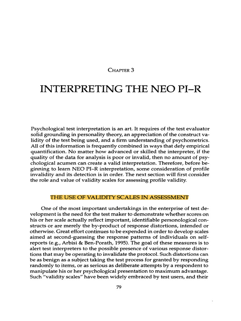 NEO - PI R Chap 3 and 4 | PDF | Validity (Statistics) | Self Report Study