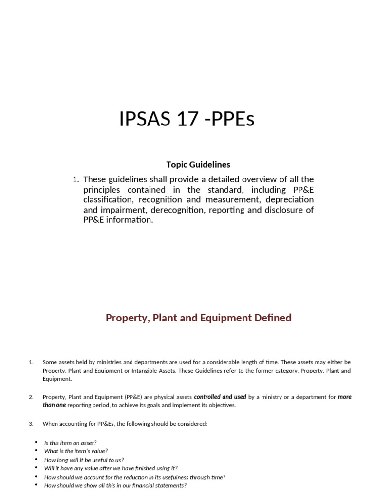 IPSAS 17 -PPEs SUMMARY Edited to Students | PDF | Depreciation | Fair Value