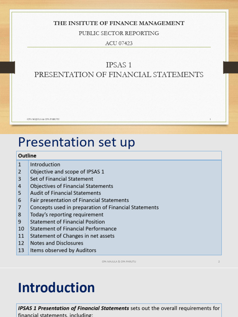 IPSAS 1-Presentation of Financial Statements | PDF | Audit | Going Concern