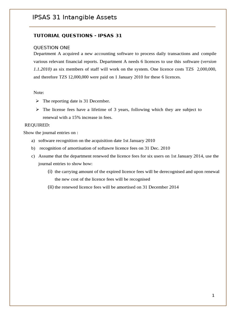 Tutorial Questions Ipsas 31 | PDF | Debits And Credits | License