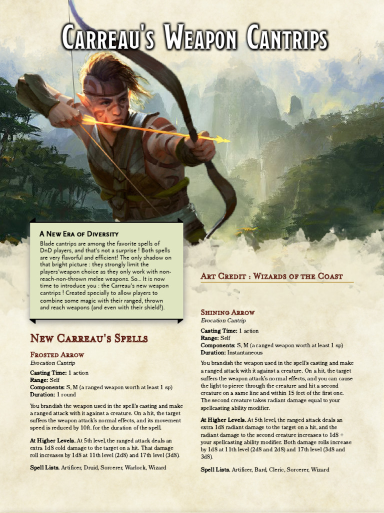 Carreau's Weapon Cantrips | PDF | Magician (Fantasy) | D20 System