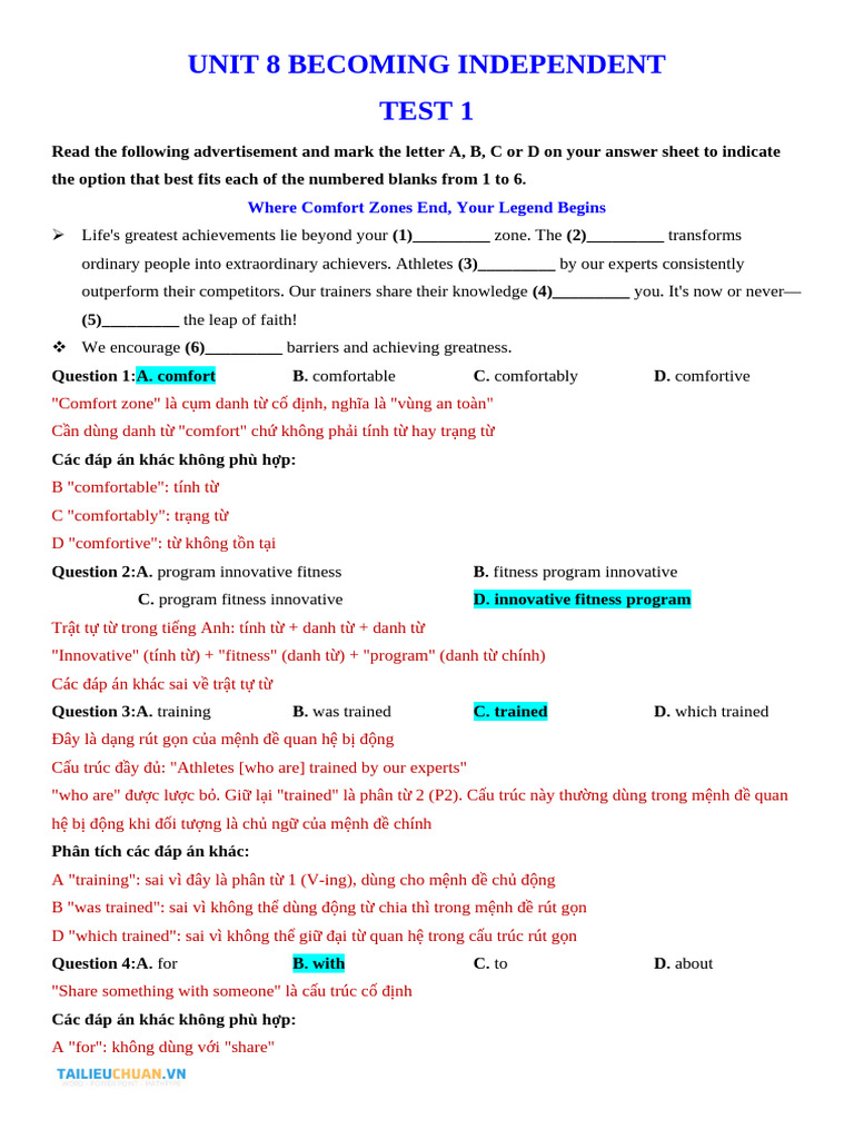 Unit 8 Grade 11 Test 1 Key | PDF
