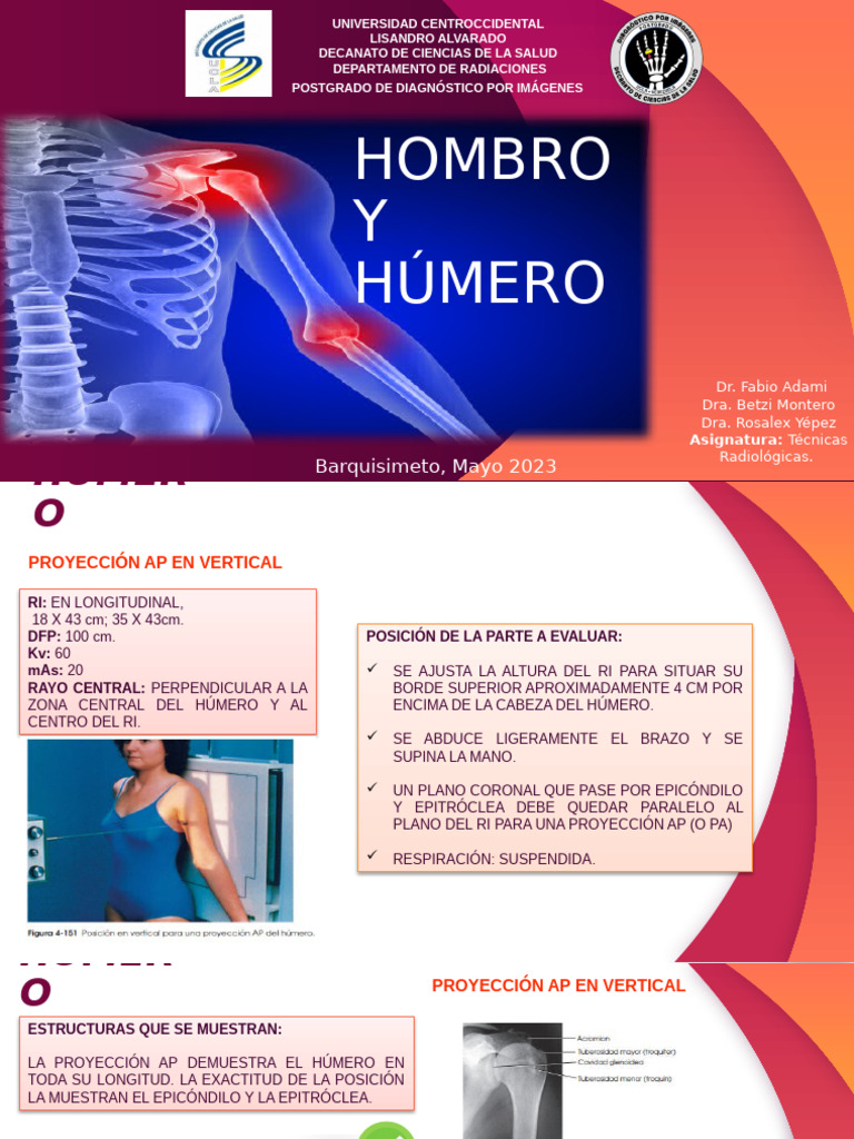 HOMBRO Y HÚMERO TECNICAS RADIOLOGICAS Final | PDF | Hombro | Codo