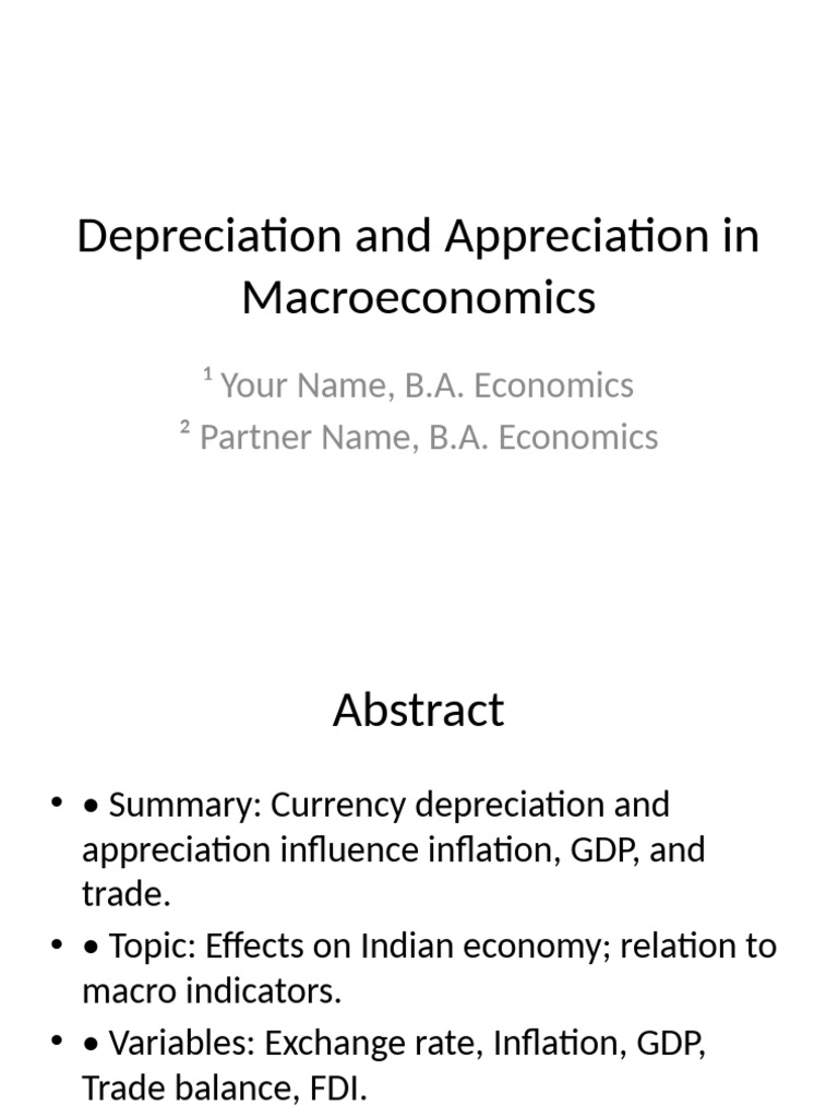 Depreciation Appreciation Presentation Pdf