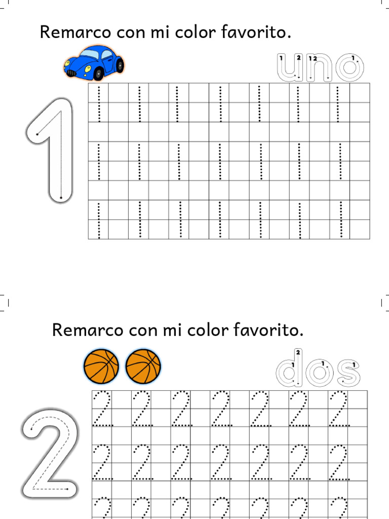 Trazos de Numeros de 1 Al 10 | PDF