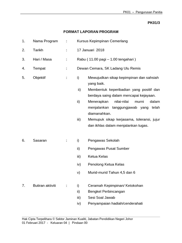 Laporan Kem Kepimpinan Cemerlang 2018 | PDF