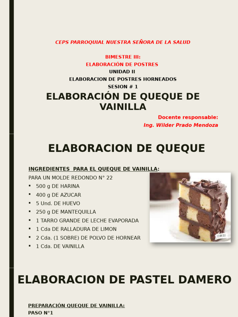 Sesion # 26 Queque | PDF | Pasteles | Alimentos