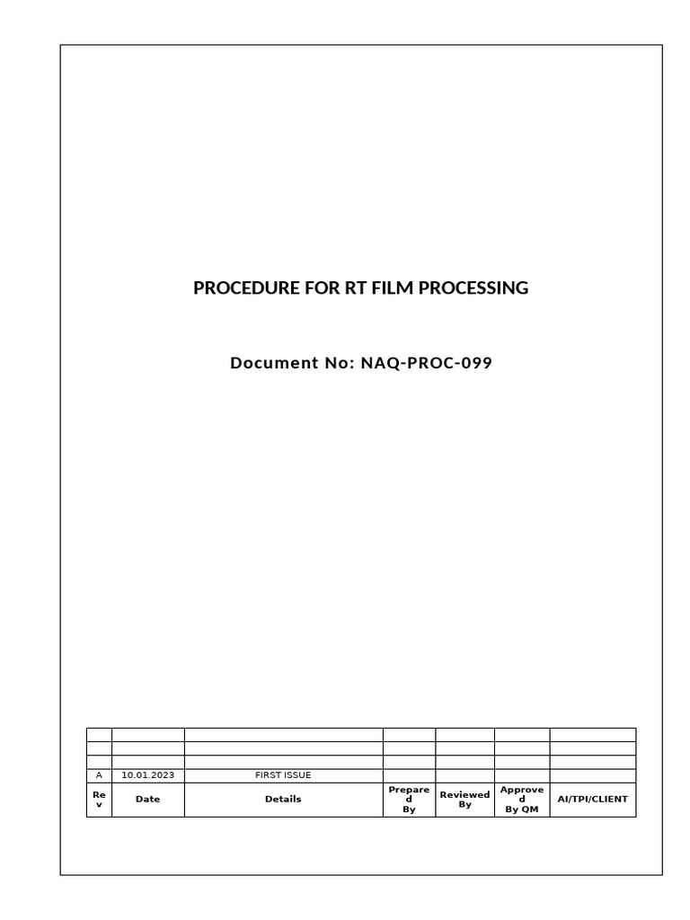 RT Film Processing Procedure Guide | PDF | Imaging