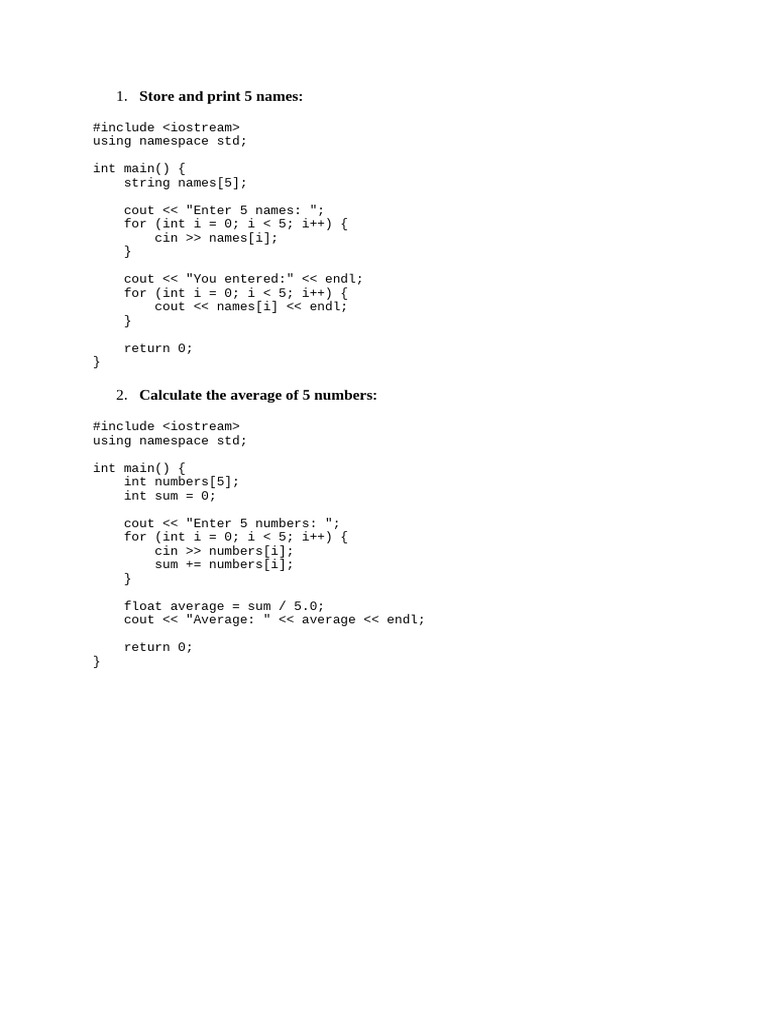 Arrays Examples | PDF