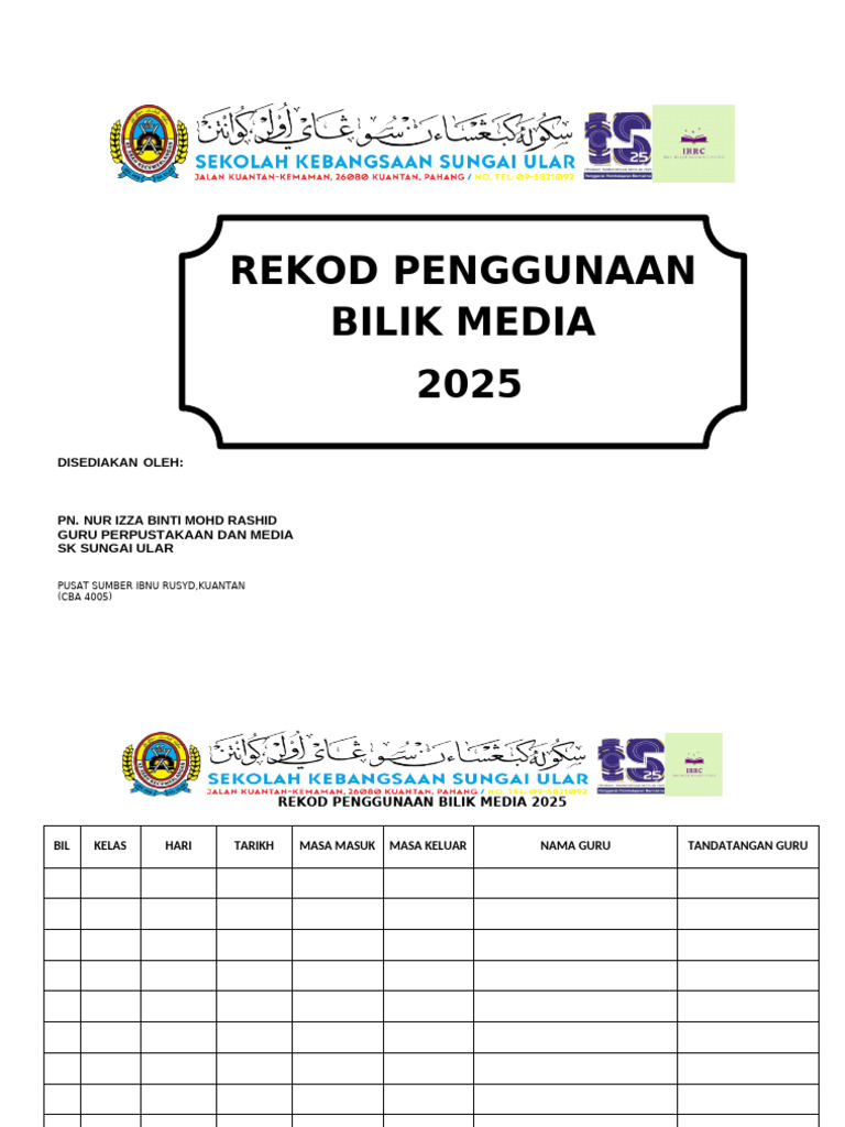 Rekod Penggunaan Bilik Media 2025 | PDF