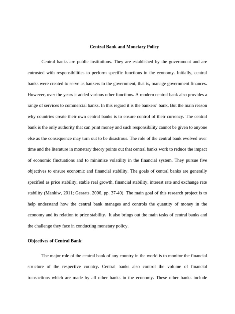Central Bank and Monetary Policy | PDF | Central Banks | Money Supply