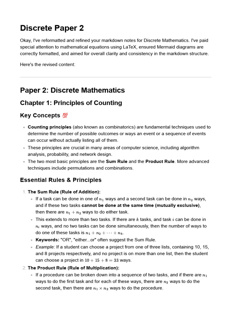 Discrete Math: Counting Principles Guide | PDF | Recurrence Relation ...