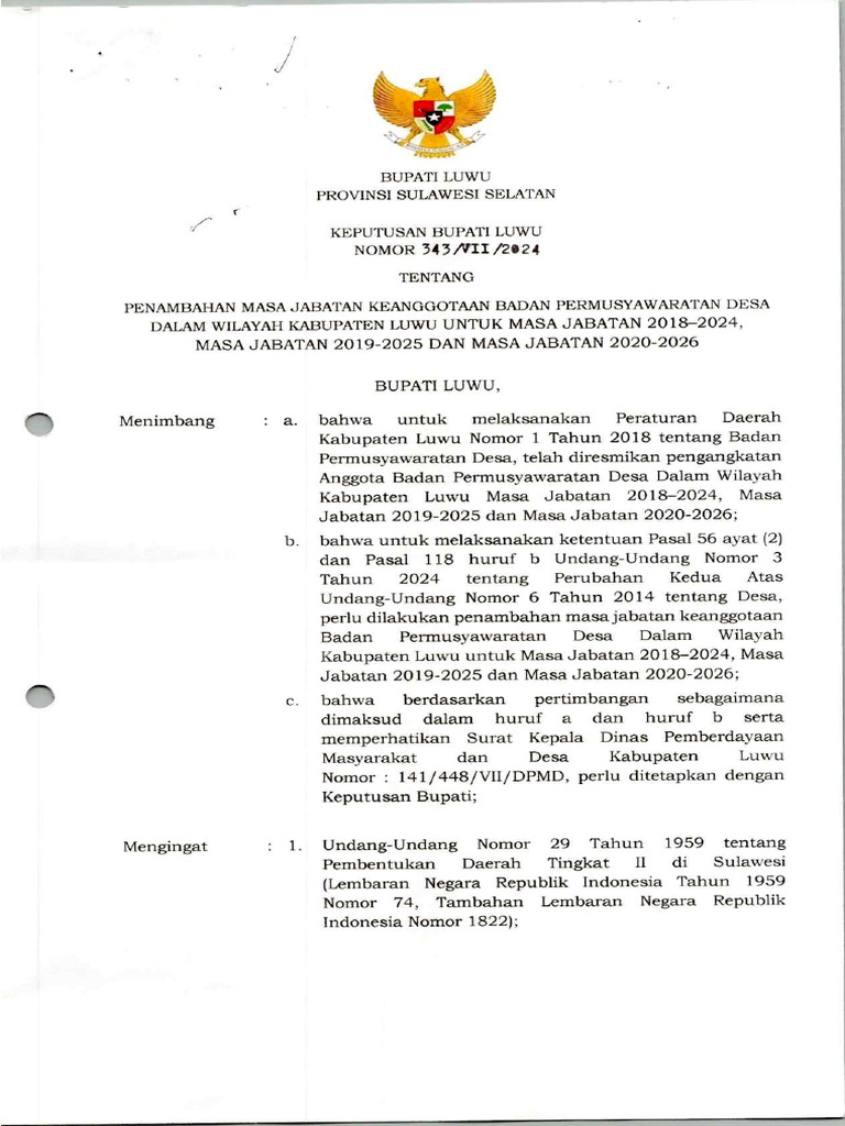 SK Perpanjangan BPD | PDF