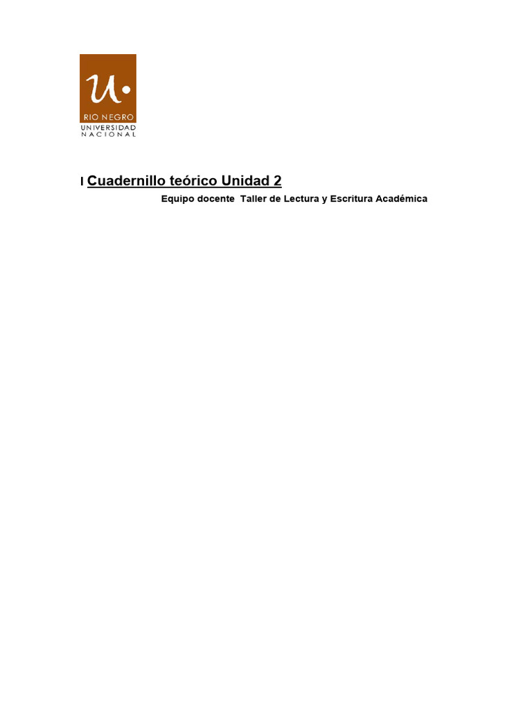 Cuadernillo Teórico. Unidad 2 | PDF | Teoría de la argumentación | Verdad