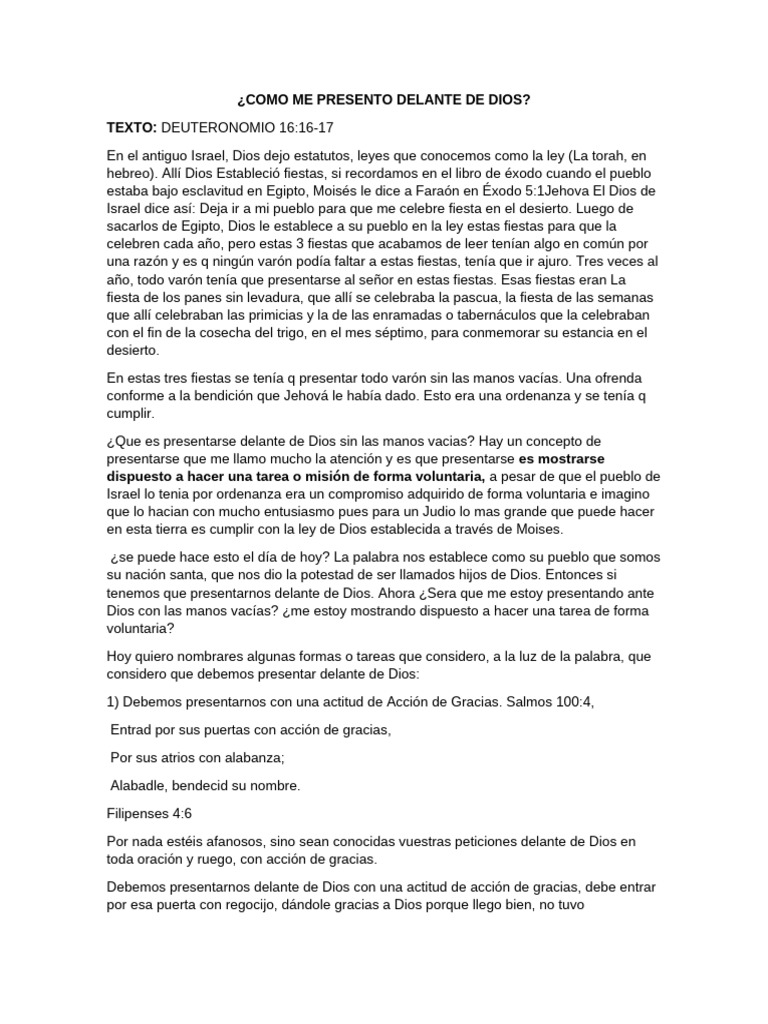 COMO ME PRESENTO DELANTE DE DIOS Lyv | PDF | Libro del éxodo | Oración