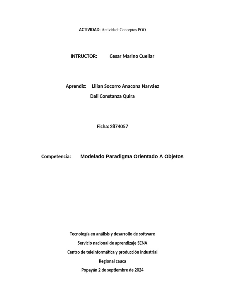 Actividad Conceptos POO | PDF | Herencia (Programación Orientada a Objetos) | Programación ...