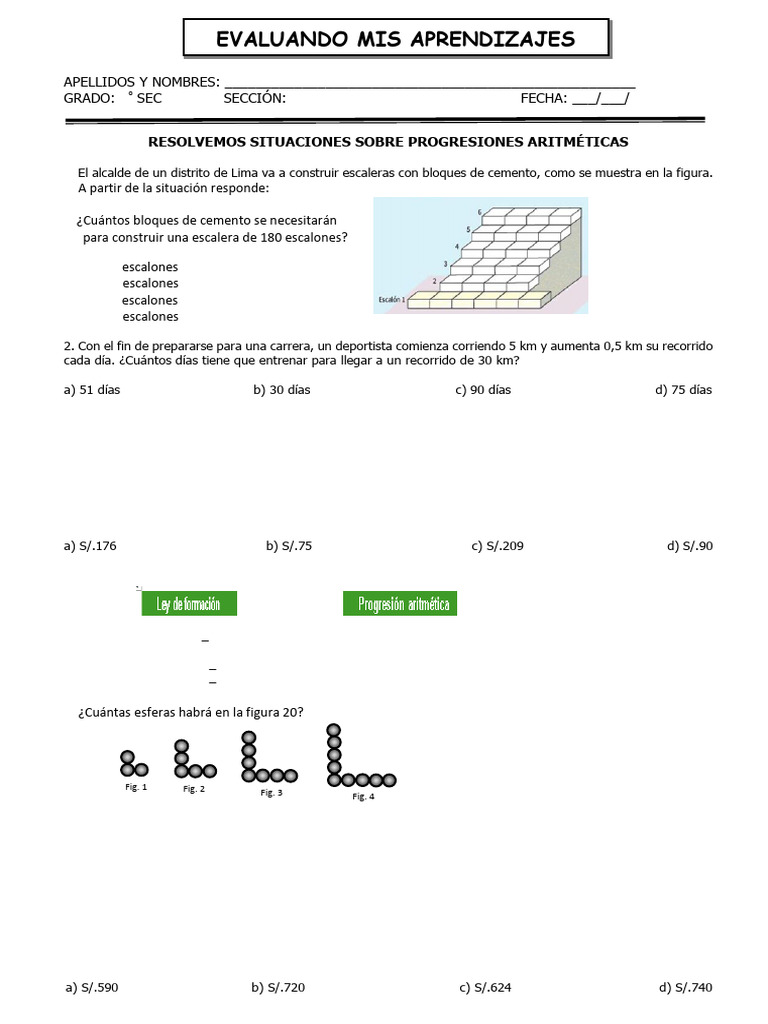 Tarea 2º Grado-Semana 5 - Progresiones Aritmeticas | PDF