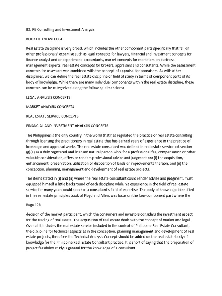 B2. RE Consulting and Investment Analysis | PDF | Marketing | Market ...