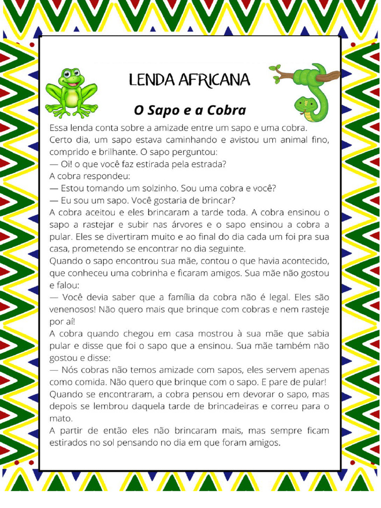O Sapo e A Cobra - Afro | PDF