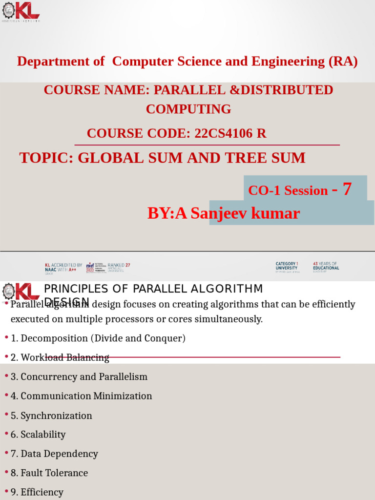 CO1 Session 7 Principles of Parallel Algorithm Design Global Sum and Tree | PDF | Parallel ...
