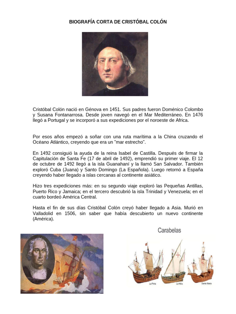 Biografía de Cristóbal Colón | PDF
