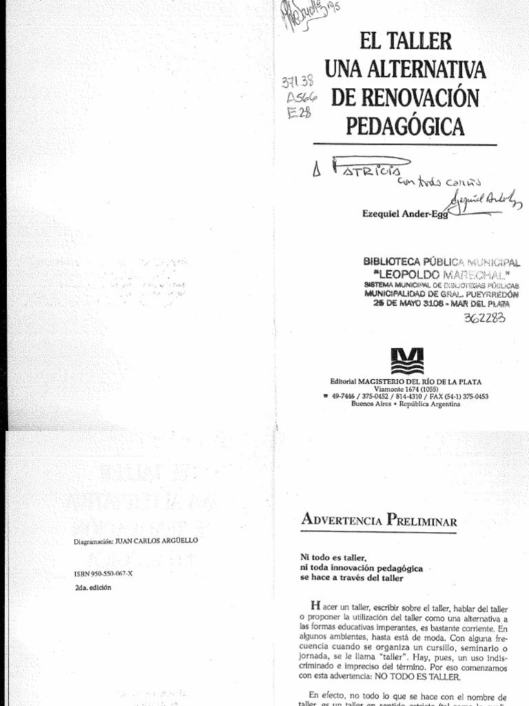 EL TALLER, UNA ALTERNATIVA... E. ANDER-EGG Escaneado | PDF