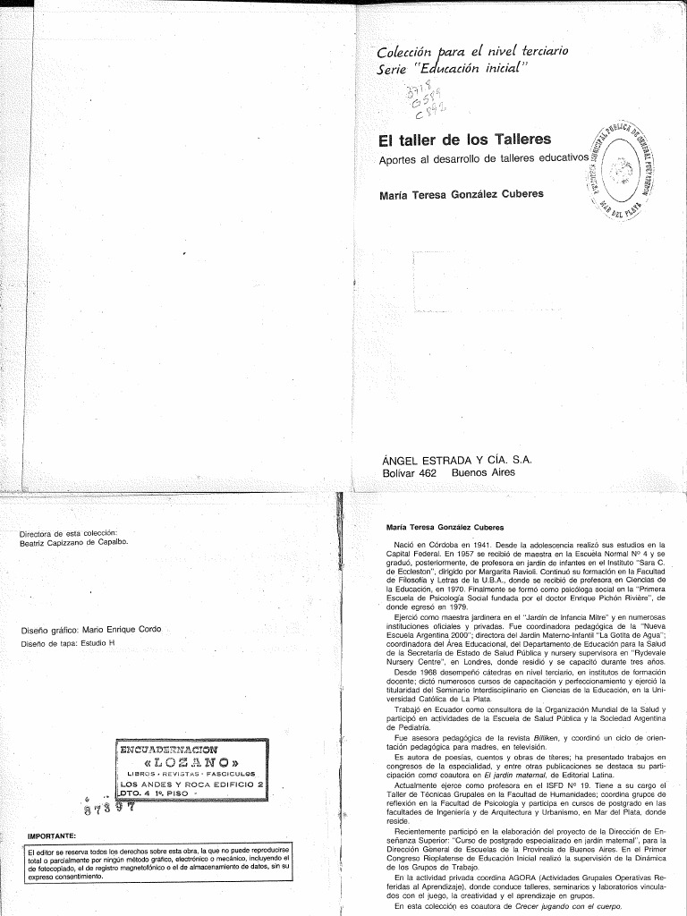 EL TALLER DE LOS TALLERES. M.T. GONZALEZ CUBERES Escaneado | PDF